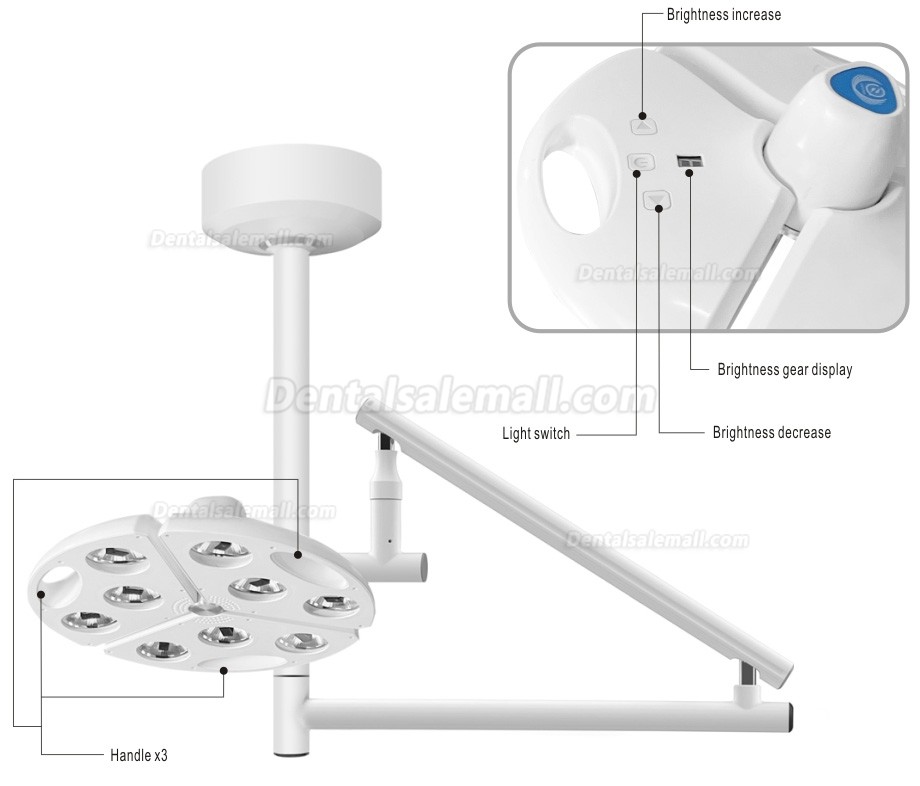 KWS KD-2012D-5 90W Ceiling-Mounted Dental Surgical Light Shadowless LED ...