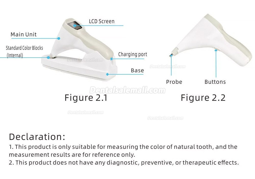 Dental LED Tooth Whitening Color Comparator Digital Colormeter with ...